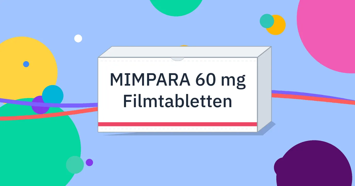 Symbolbild: Packung mit der Aufschrift MIMPARA 60 mg Filmtabletten (PZN 10356695) – Verfügbarkeit und Bezug in Apotheken in Frankfurt am Main