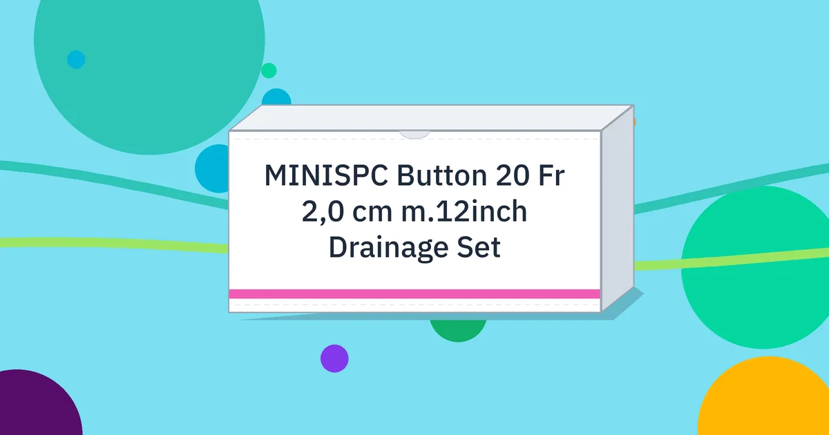 Symbolbild: Packung mit der Aufschrift MINISPC Button 20 Fr 2,0 cm m.12inch Drainage Set (PZN 20821199) – Verfügbarkeit und Bezug in Apotheken in Frankfurt am Main
