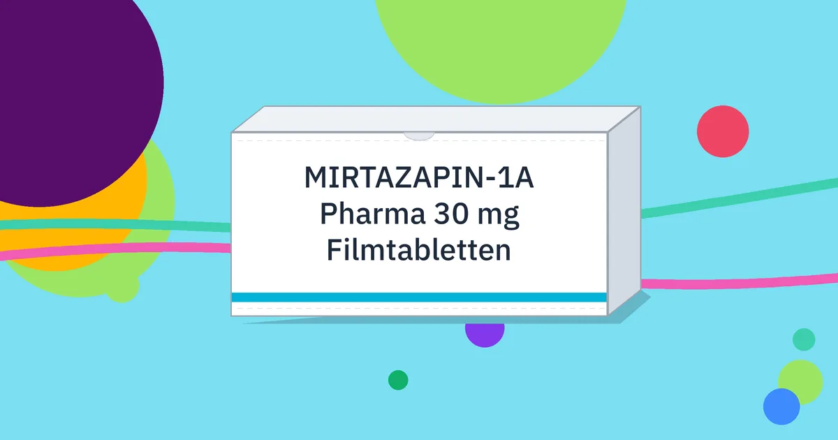 Symbolbild: Packung mit der Aufschrift MIRTAZAPIN-1A Pharma 30 mg Filmtabletten (PZN 00250665) – Verfügbarkeit und Bezug in Apotheken in Frankfurt am Main