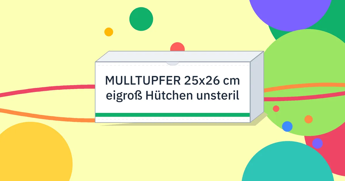 Symbolbild: Packung mit der Aufschrift MULLTUPFER 25x26 cm eigroß Hütchen unsteril (PZN 00822245) – Verfügbarkeit und Bezug in Apotheken in Frankfurt am Main