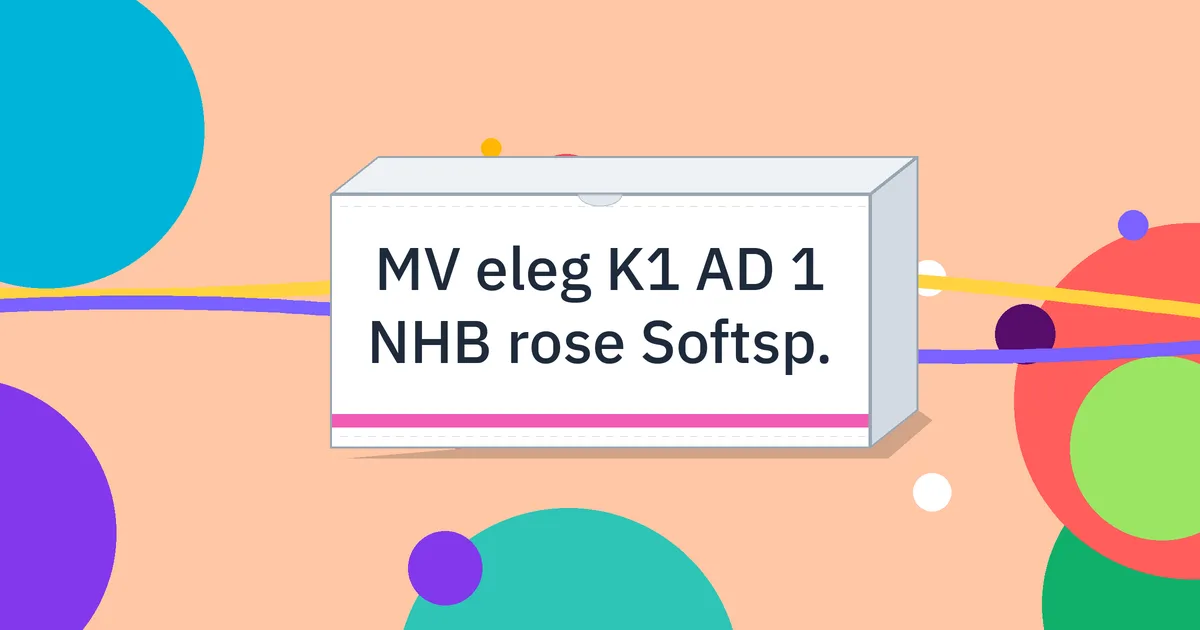Symbolbild: Packung mit der Aufschrift MV eleg K1 AD 1 NHB rose Softsp. (PZN 15674589) – Verfügbarkeit und Bezug in Apotheken in Frankfurt am Main