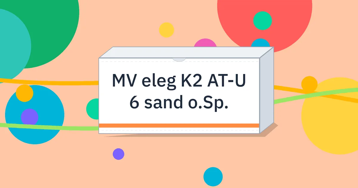 Symbolbild: Packung mit der Aufschrift MV eleg K2 AT-U 6 sand o.Sp. (PZN 18923515) – Verfügbarkeit und Bezug in Apotheken in Frankfurt am Main