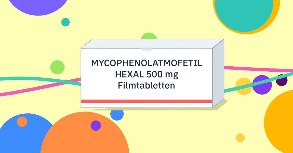 Symbolbild: Packung mit der Aufschrift MYCOPHENOLATMOFETIL HEXAL 500 mg Filmtabletten (PZN 12907691) – Verfügbarkeit und Bezug in Apotheken in Frankfurt am Main