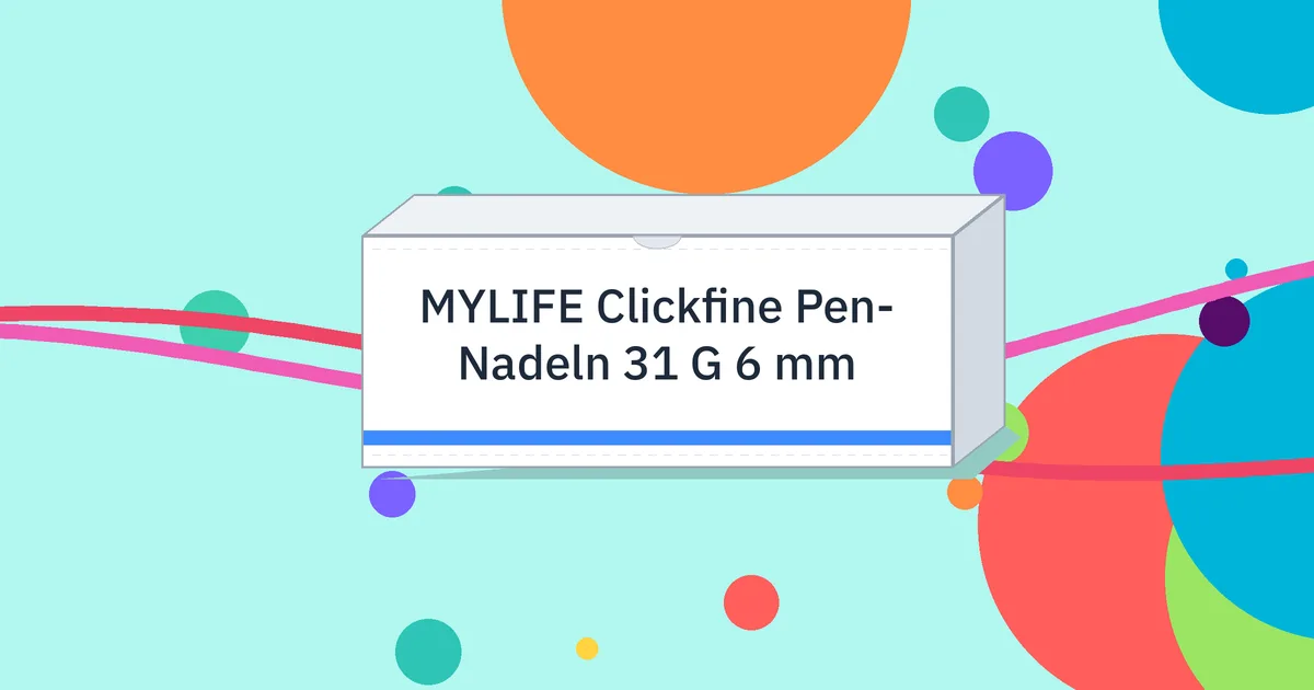 Symbolbild: Packung mit der Aufschrift MYLIFE Clickfine Pen-Nadeln 31 G 6 mm (PZN 19957143) – Verfügbarkeit und Bezug in Apotheken in Frankfurt am Main