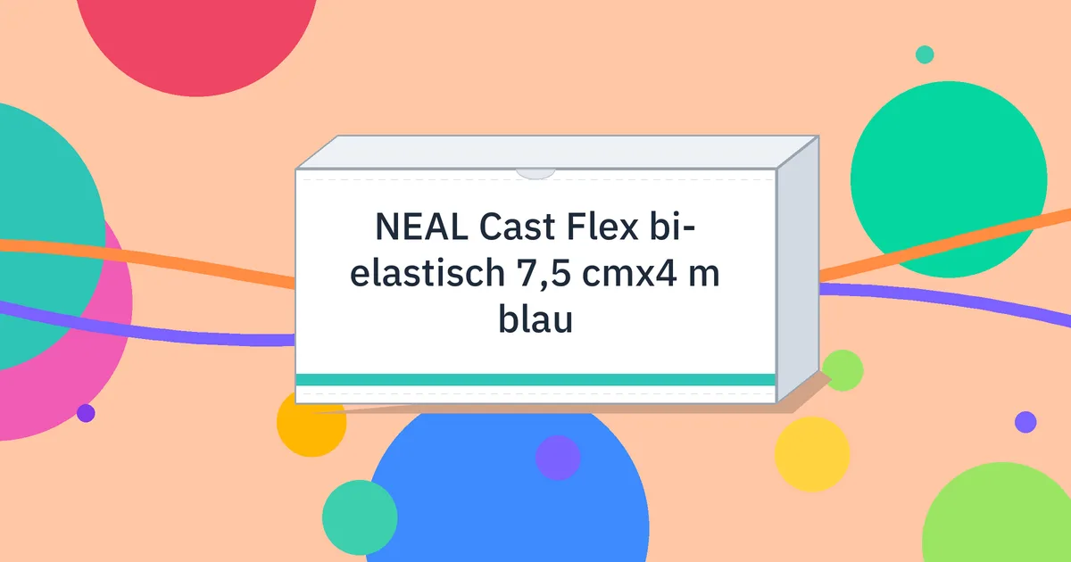 Symbolbild: Packung mit der Aufschrift NEAL Cast Flex bi-elastisch 7,5 cmx4 m blau (PZN 18796809) – Verfügbarkeit und Bezug in Apotheken in Frankfurt am Main