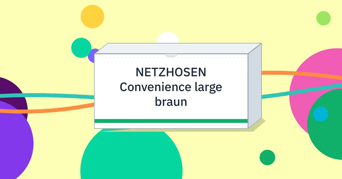 Symbolbild: Packung mit der Aufschrift NETZHOSEN Convenience large braun (PZN 02032062) – Verfügbarkeit und Bezug in Apotheken in Frankfurt am Main