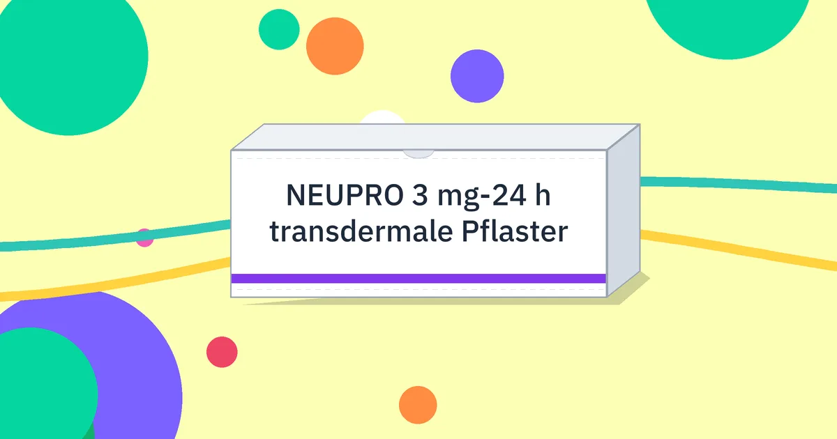Symbolbild: Packung mit der Aufschrift NEUPRO 3 mg-24 h transdermale Pflaster (PZN 16897357) – Verfügbarkeit und Bezug in Apotheken in Frankfurt am Main