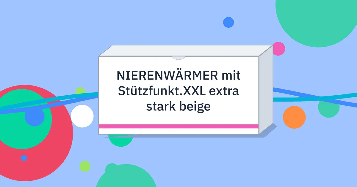 Symbolbild: Packung mit der Aufschrift NIERENWÄRMER mit Stützfunkt.XXL extra stark beige (PZN 17876624) – Verfügbarkeit und Bezug in Apotheken in Frankfurt am Main