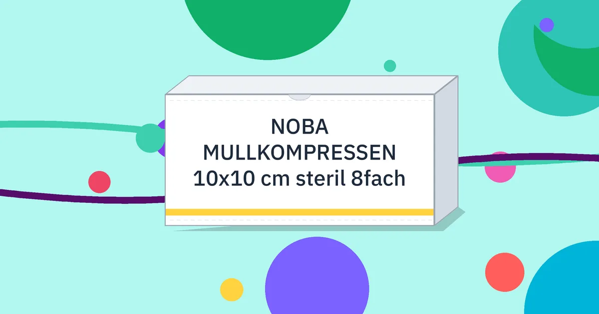 Symbolbild: Packung mit der Aufschrift NOBA MULLKOMPRESSEN 10x10 cm steril 8fach (PZN 05527025) – Verfügbarkeit und Bezug in Apotheken in Frankfurt am Main