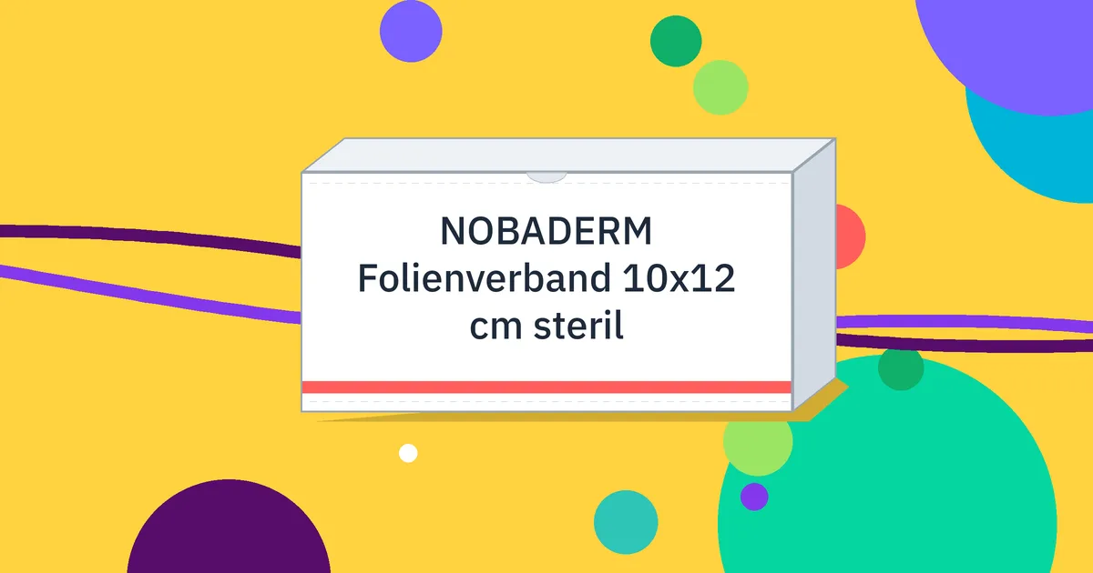 Symbolbild: Packung mit der Aufschrift NOBADERM Folienverband 10x12 cm steril (PZN 00428152) – Verfügbarkeit und Bezug in Apotheken in Frankfurt am Main