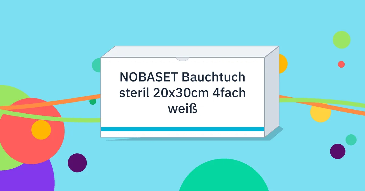 Symbolbild: Packung mit der Aufschrift NOBASET Bauchtuch steril 20x30cm 4fach weiß (PZN 11018210) – Verfügbarkeit und Bezug in Apotheken in Frankfurt am Main