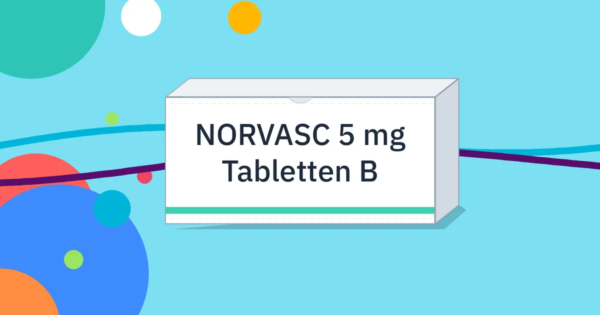 Symbolbild: Packung mit der Aufschrift NORVASC 5 mg Tabletten B (PZN 07763273) – Verfügbarkeit und Bezug in Apotheken in Frankfurt am Main