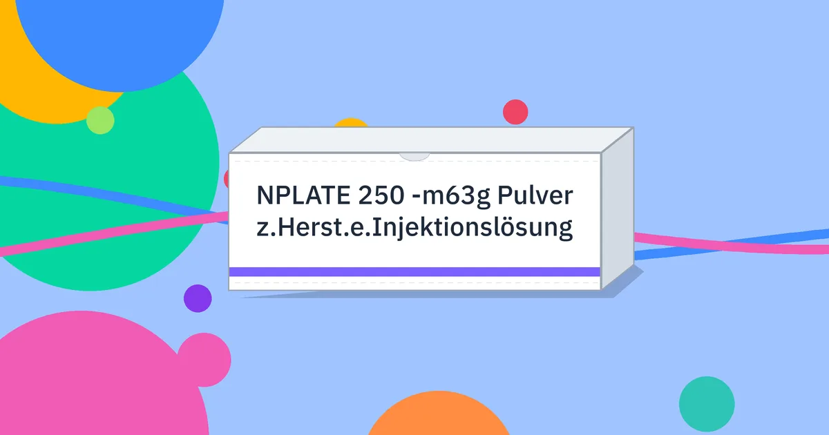 Symbolbild: Packung mit der Aufschrift NPLATE 250 -m63g Pulver z.Herst.e.Injektionslösung (PZN 19114137) – Verfügbarkeit und Bezug in Apotheken in Frankfurt am Main