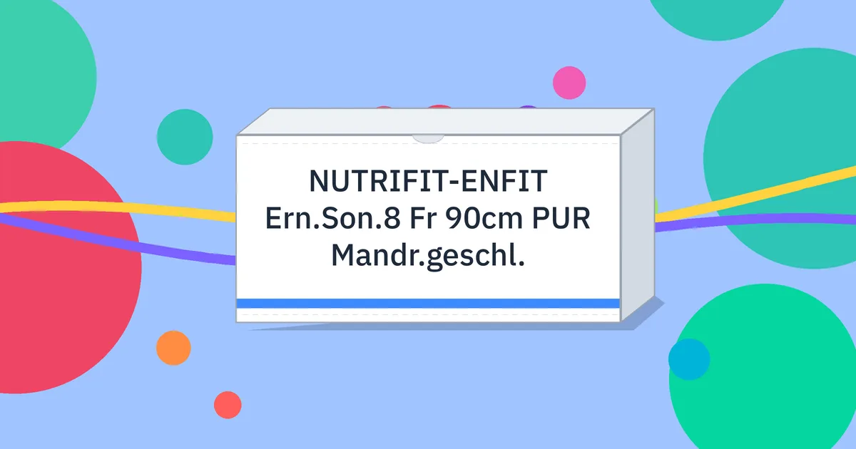 Symbolbild: Packung mit der Aufschrift NUTRIFIT-ENFIT Ern.Son.8 Fr 90cm PUR Mandr.geschl. (PZN 14173980) – Verfügbarkeit und Bezug in Apotheken in Frankfurt am Main