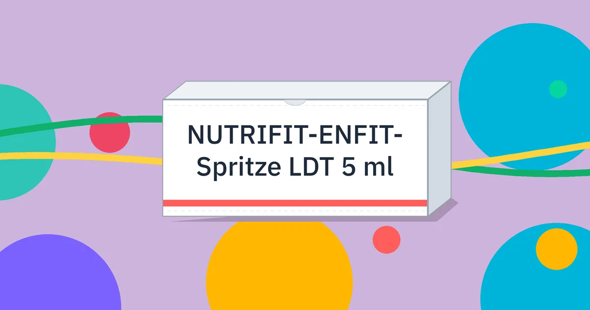 Symbolbild: Packung mit der Aufschrift NUTRIFIT-ENFIT-Spritze LDT 5 ml (PZN 14187083) – Verfügbarkeit und Bezug in Apotheken in Frankfurt am Main