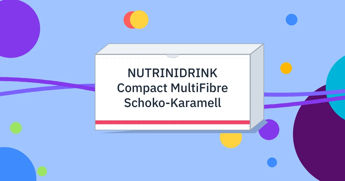 Symbolbild: Packung mit der Aufschrift NUTRINIDRINK Compact MultiFibre Schoko-Karamell (PZN 16675266) – Verfügbarkeit und Bezug in Apotheken in Frankfurt am Main