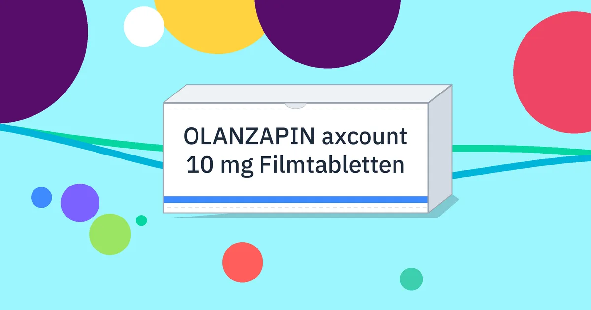 Symbolbild: Packung mit der Aufschrift OLANZAPIN axcount 10 mg Filmtabletten (PZN 02428305) – Verfügbarkeit und Bezug in Apotheken in Frankfurt am Main