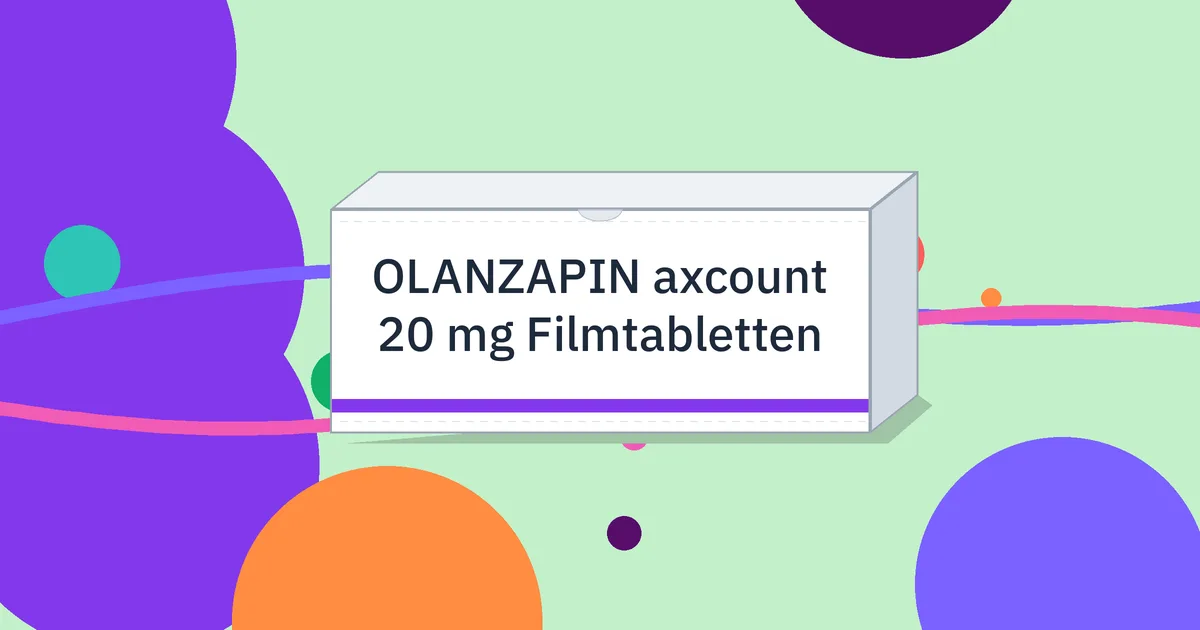 Symbolbild: Packung mit der Aufschrift OLANZAPIN axcount 20 mg Filmtabletten (PZN 02453444) – Verfügbarkeit und Bezug in Apotheken in Frankfurt am Main