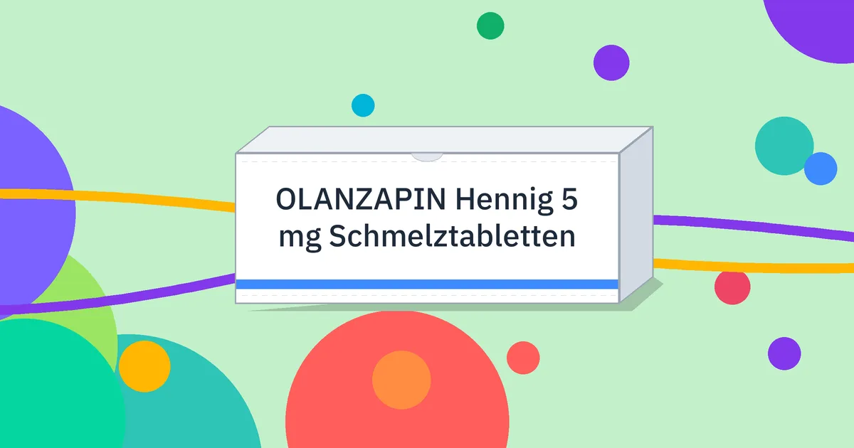 Symbolbild: Packung mit der Aufschrift OLANZAPIN Hennig 5 mg Schmelztabletten (PZN 08914053) – Verfügbarkeit und Bezug in Apotheken in Frankfurt am Main