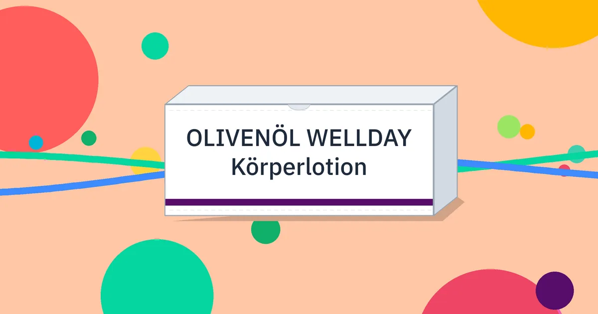 Symbolbild: Packung mit der Aufschrift OLIVENÖL WELLDAY Körperlotion (PZN 02918943) – Verfügbarkeit und Bezug in Apotheken in Frankfurt am Main