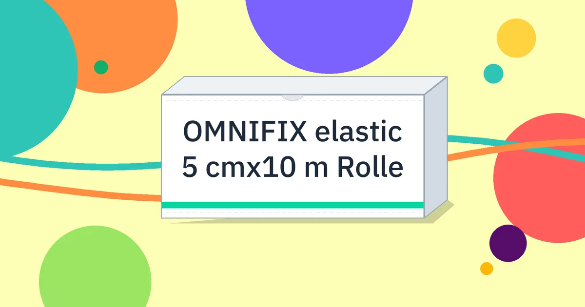 Symbolbild: Packung mit der Aufschrift OMNIFIX elastic 5 cmx10 m Rolle (PZN 19924592) – Verfügbarkeit und Bezug in Apotheken in Frankfurt am Main