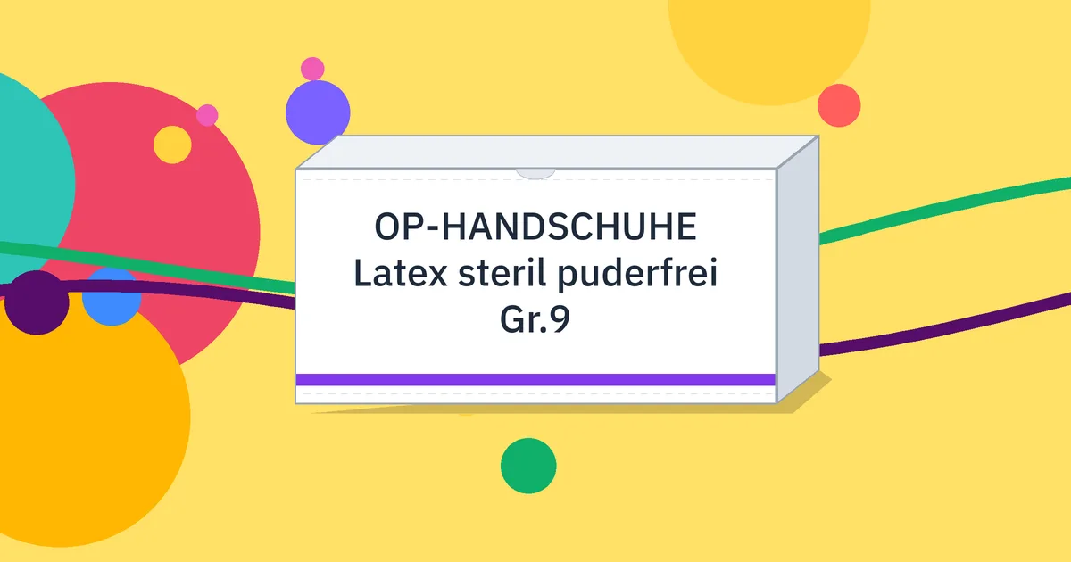 Symbolbild: Packung mit der Aufschrift OP-HANDSCHUHE Latex steril puderfrei Gr.9 (PZN 08629536) – Verfügbarkeit und Bezug in Apotheken in Frankfurt am Main