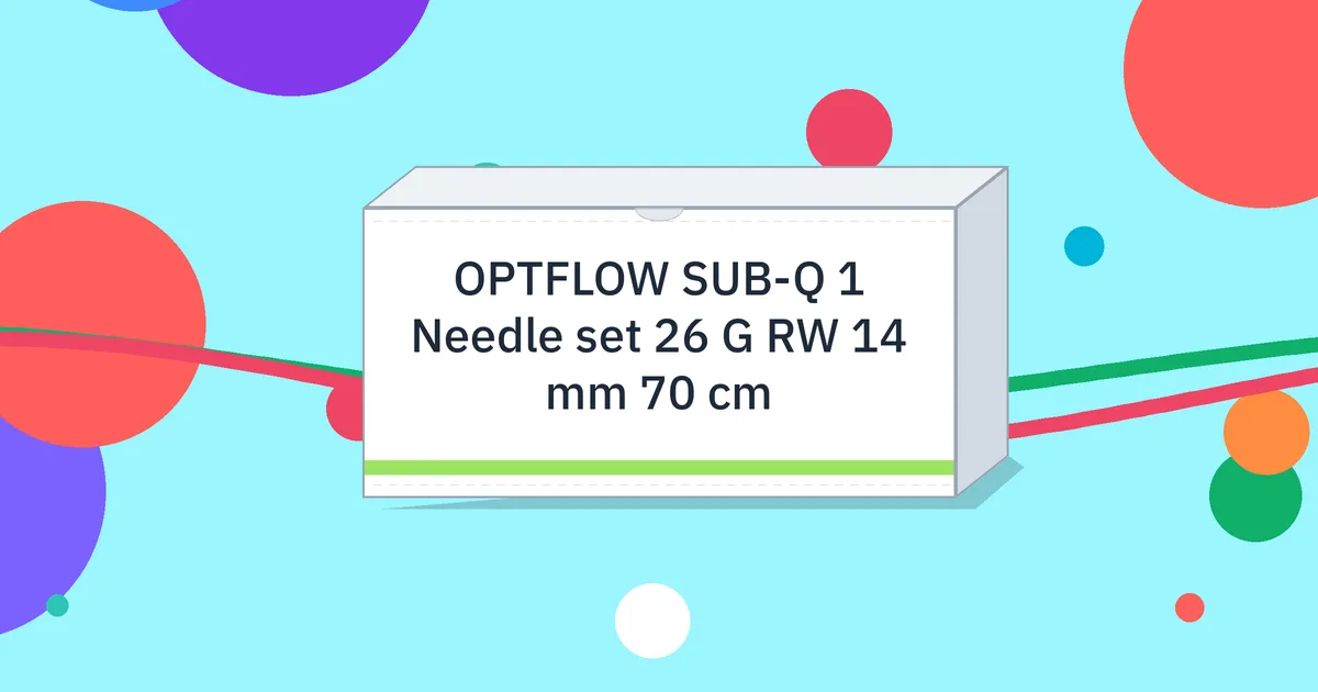 Symbolbild: Packung mit der Aufschrift OPTFLOW SUB-Q 1 Needle set 26 G RW 14 mm 70 cm (PZN 16528766) – Verfügbarkeit und Bezug in Apotheken in Frankfurt am Main