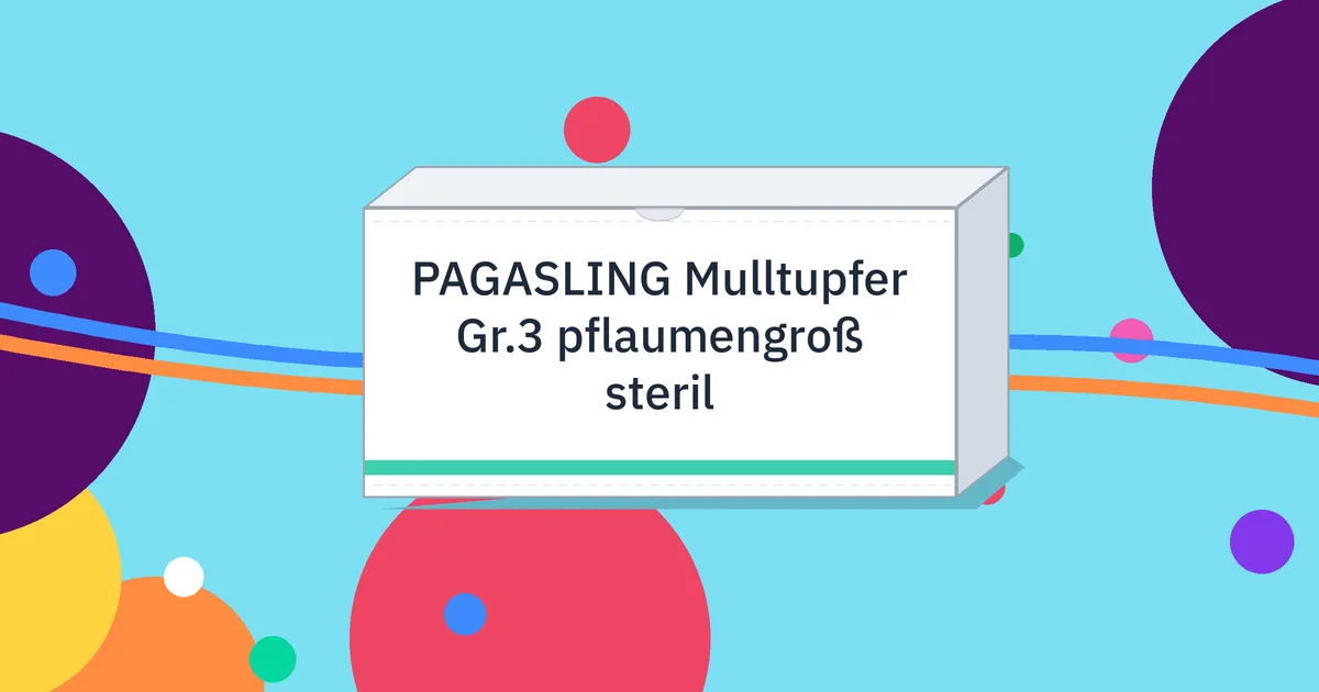 Symbolbild: Packung mit der Aufschrift PAGASLING Mulltupfer Gr.3 pflaumengroß steril (PZN 12367421) – Verfügbarkeit und Bezug in Apotheken in Frankfurt am Main