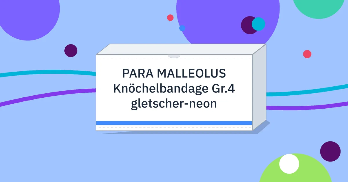 Symbolbild: Packung mit der Aufschrift PARA MALLEOLUS Knöchelbandage Gr.4 gletscher-neon (PZN 13763716) – Verfügbarkeit und Bezug in Apotheken in Frankfurt am Main
