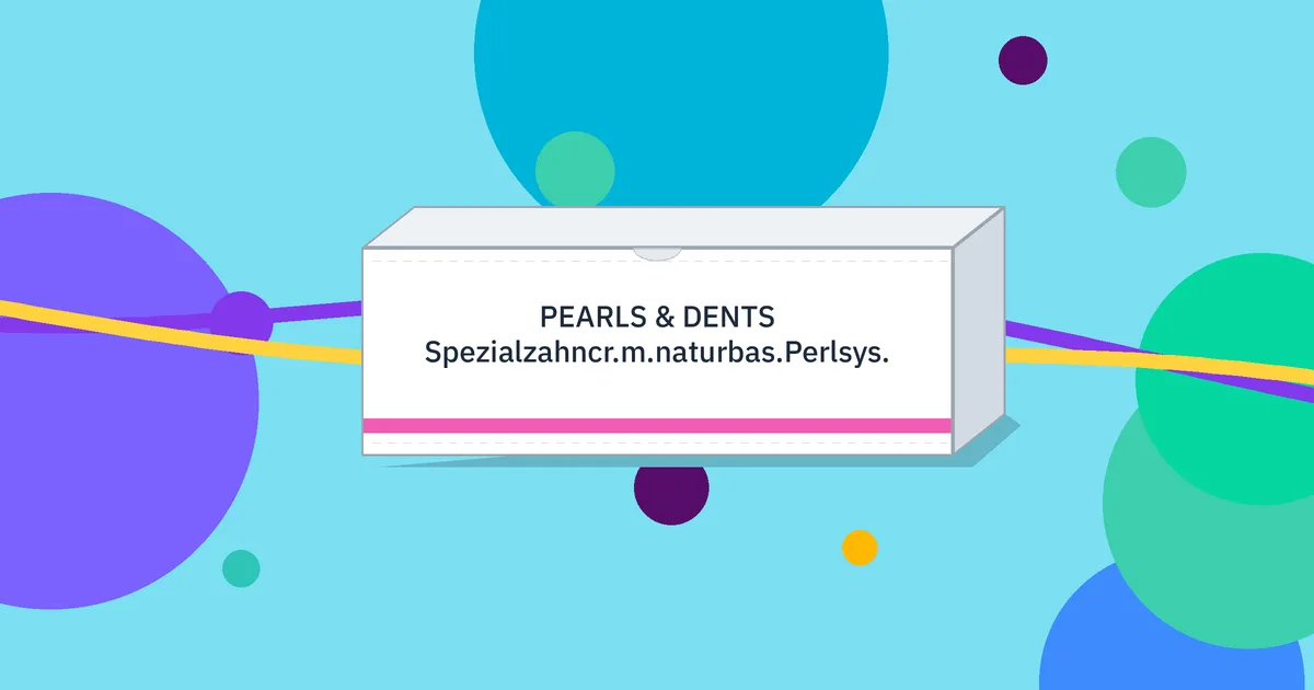 Symbolbild: Packung mit der Aufschrift PEARLS & DENTS Spezialzahncr.m.naturbas.Perlsys. (PZN 10537959) – Verfügbarkeit und Bezug in Apotheken in Frankfurt am Main