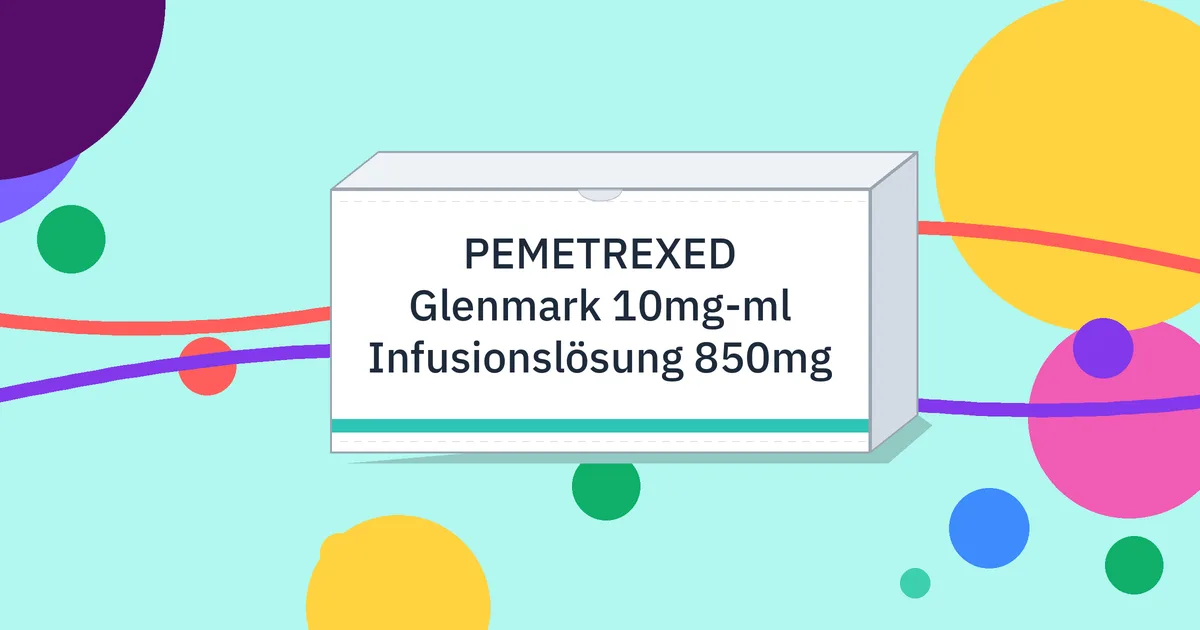 Symbolbild: Packung mit der Aufschrift PEMETREXED Glenmark 10mg-ml Infusionslösung 850mg (PZN 19075704) – Verfügbarkeit und Bezug in Apotheken in Frankfurt am Main