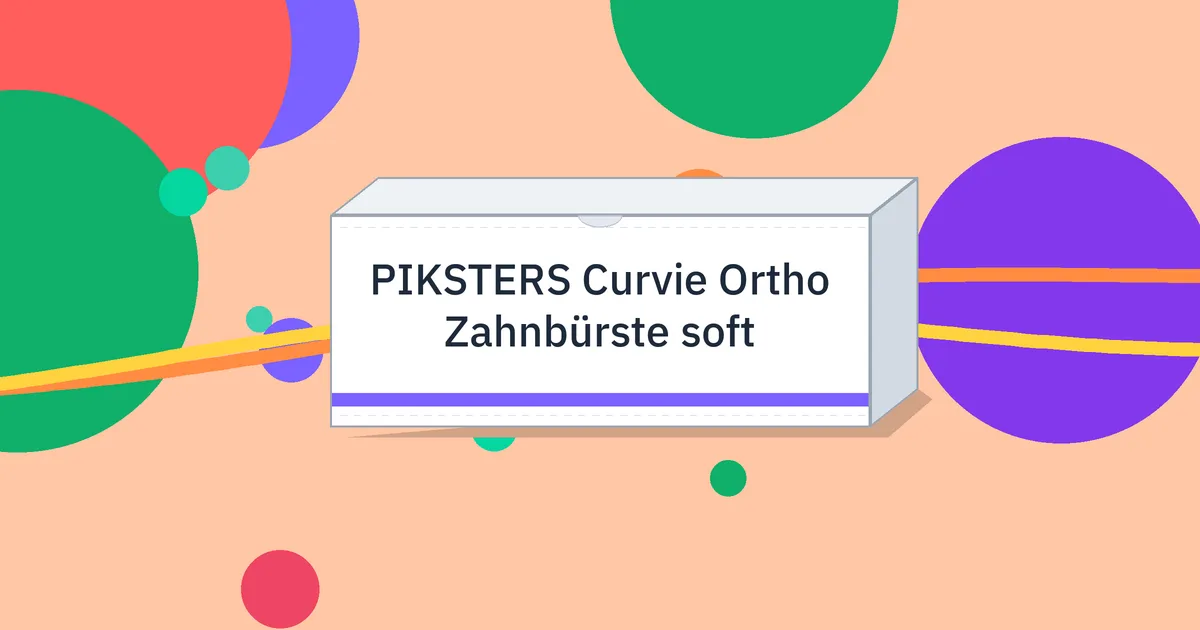 Symbolbild: Packung mit der Aufschrift PIKSTERS Curvie Ortho Zahnbürste soft (PZN 19809572) – Verfügbarkeit und Bezug in Apotheken in Frankfurt am Main