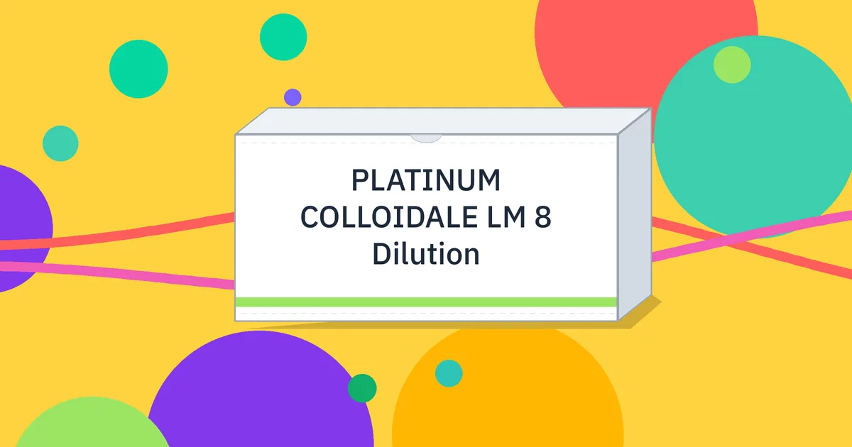 Symbolbild: Packung mit der Aufschrift PLATINUM COLLOIDALE LM 8 Dilution (PZN 13037683) – Verfügbarkeit und Bezug in Apotheken in Frankfurt am Main