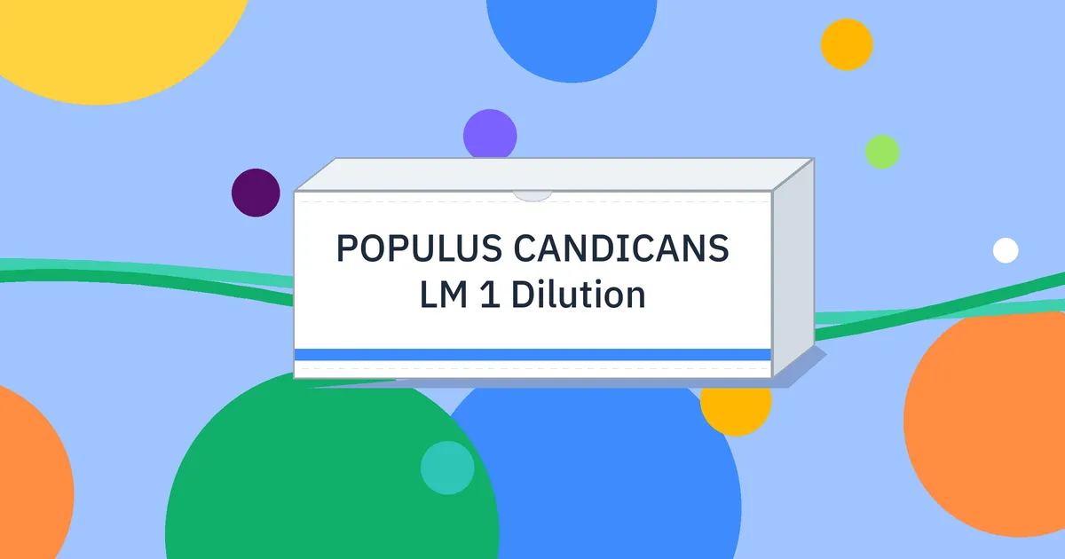 Symbolbild: Packung mit der Aufschrift POPULUS CANDICANS LM 1 Dilution (PZN 13664144) – Verfügbarkeit und Bezug in Apotheken in Frankfurt am Main