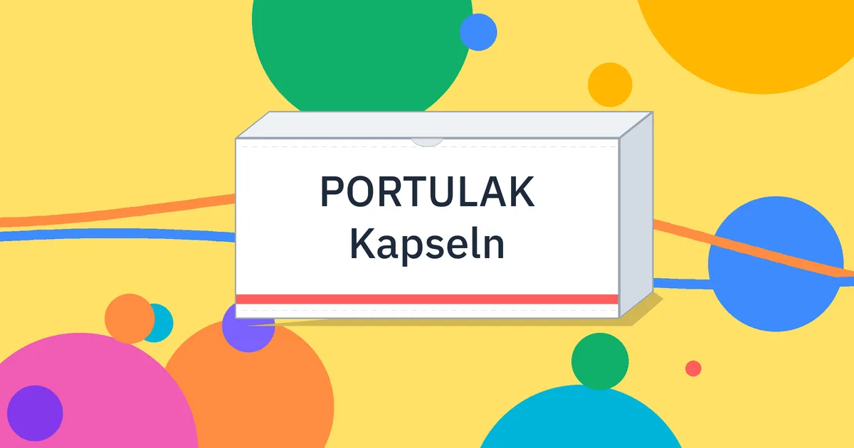 Symbolbild: Packung mit der Aufschrift PORTULAK Kapseln (PZN 04846550) – Verfügbarkeit und Bezug in Apotheken in Frankfurt am Main