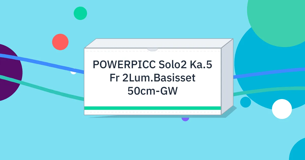 Symbolbild: Packung mit der Aufschrift POWERPICC Solo2 Ka.5 Fr 2Lum.Basisset 50cm-GW (PZN 12398545) – Verfügbarkeit und Bezug in Apotheken in Frankfurt am Main
