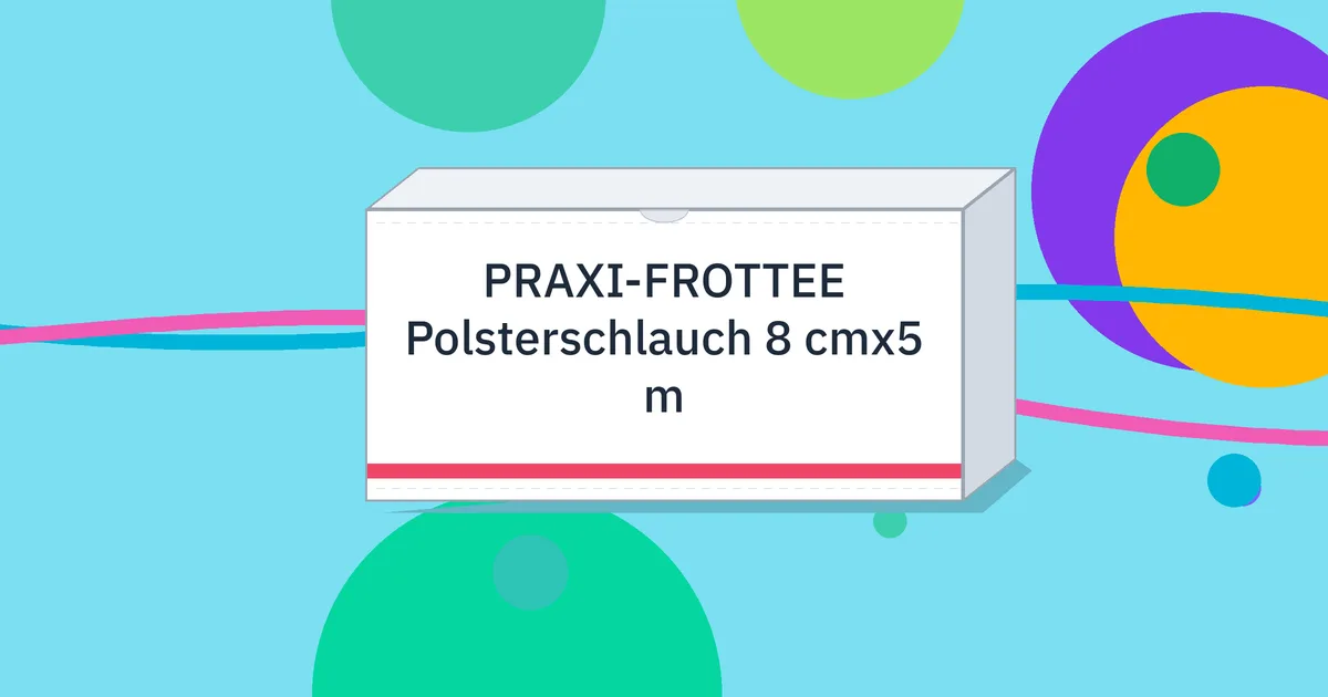 Symbolbild: Packung mit der Aufschrift PRAXI-FROTTEE Polsterschlauch 8 cmx5 m (PZN 12825935) – Verfügbarkeit und Bezug in Apotheken in Frankfurt am Main