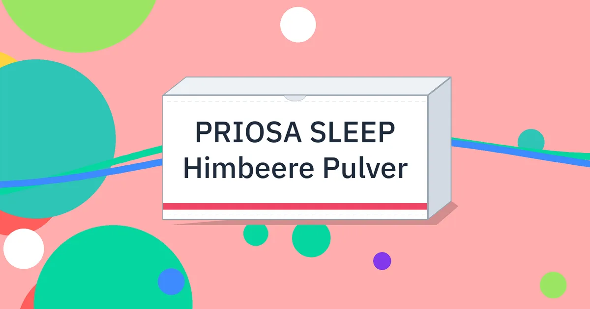 Symbolbild: Packung mit der Aufschrift PRIOSA SLEEP Himbeere Pulver (PZN 18409586) – Verfügbarkeit und Bezug in Apotheken in Frankfurt am Main