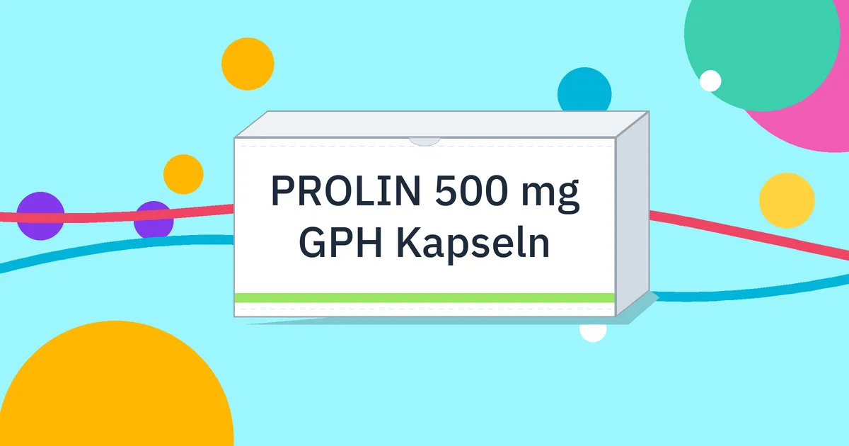 Symbolbild: Packung mit der Aufschrift PROLIN 500 mg GPH Kapseln (PZN 00128651) – Verfügbarkeit und Bezug in Apotheken in Frankfurt am Main