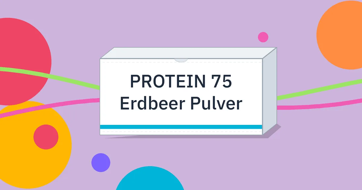 Symbolbild: Packung mit der Aufschrift PROTEIN 75 Erdbeer Pulver (PZN 01498545) – Verfügbarkeit und Bezug in Apotheken in Frankfurt am Main