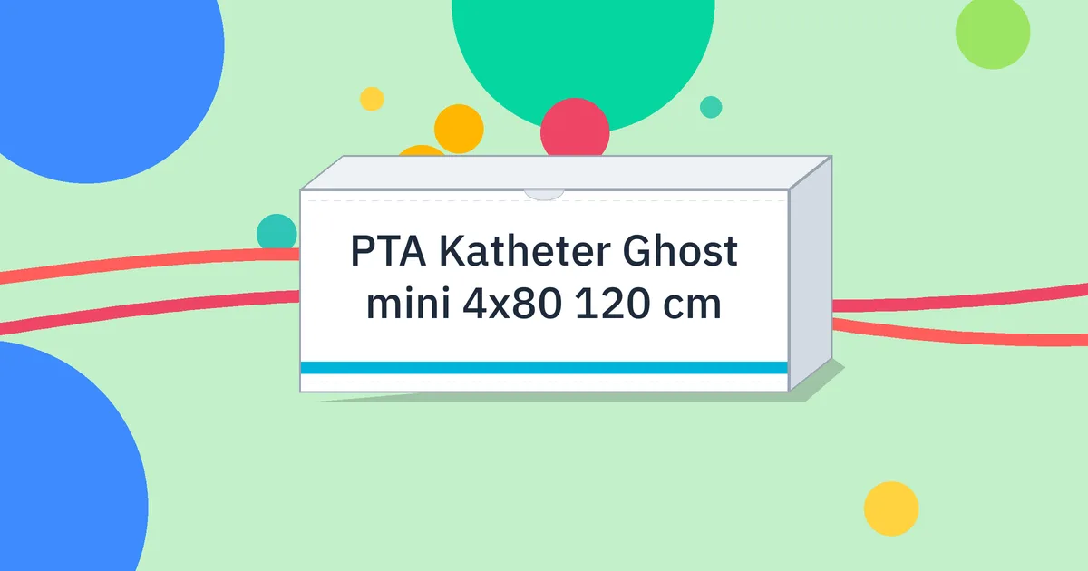 Symbolbild: Packung mit der Aufschrift PTA Katheter Ghost mini 4x80 120 cm (PZN 00142929) – Verfügbarkeit und Bezug in Apotheken in Frankfurt am Main