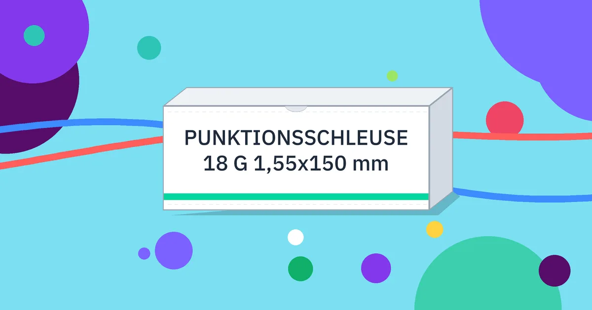 Symbolbild: Packung mit der Aufschrift PUNKTIONSSCHLEUSE 18 G 1,55x150 mm (PZN 20085702) – Verfügbarkeit und Bezug in Apotheken in Frankfurt am Main