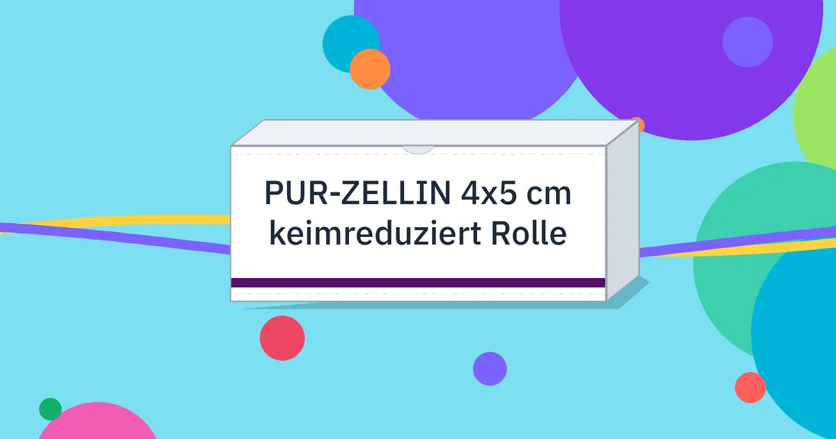 Symbolbild: Packung mit der Aufschrift PUR-ZELLIN 4x5 cm keimreduziert Rolle (PZN 19078401) – Verfügbarkeit und Bezug in Apotheken in Frankfurt am Main