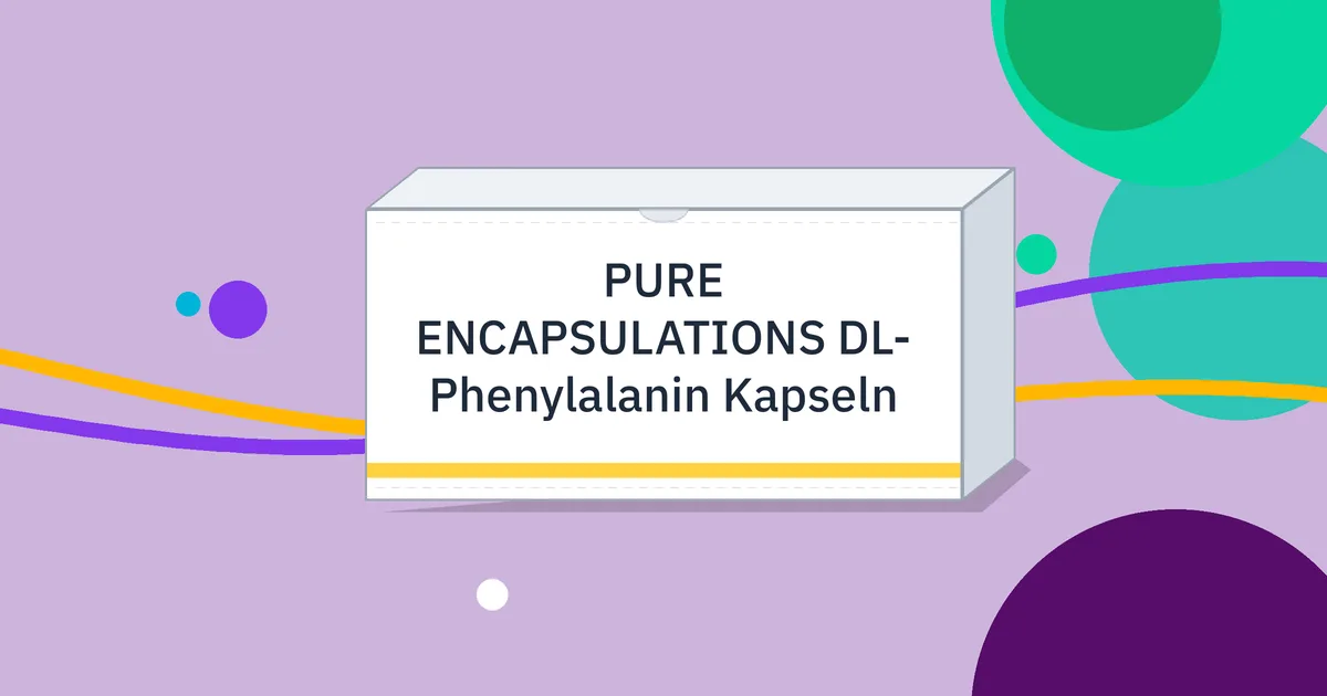 Symbolbild: Packung mit der Aufschrift PURE ENCAPSULATIONS DL-Phenylalanin Kapseln (PZN 00064827) – Verfügbarkeit und Bezug in Apotheken in Frankfurt am Main