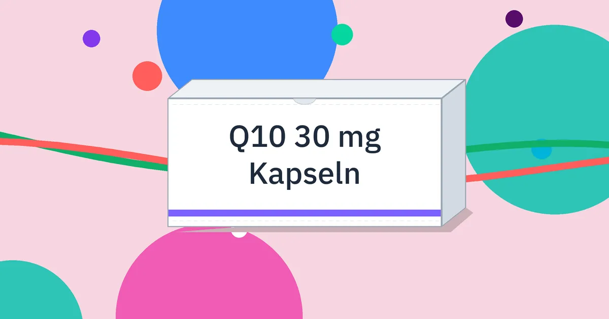 Symbolbild: Packung mit der Aufschrift Q10 30 mg Kapseln (PZN 17469149) – Verfügbarkeit und Bezug in Apotheken in Frankfurt am Main