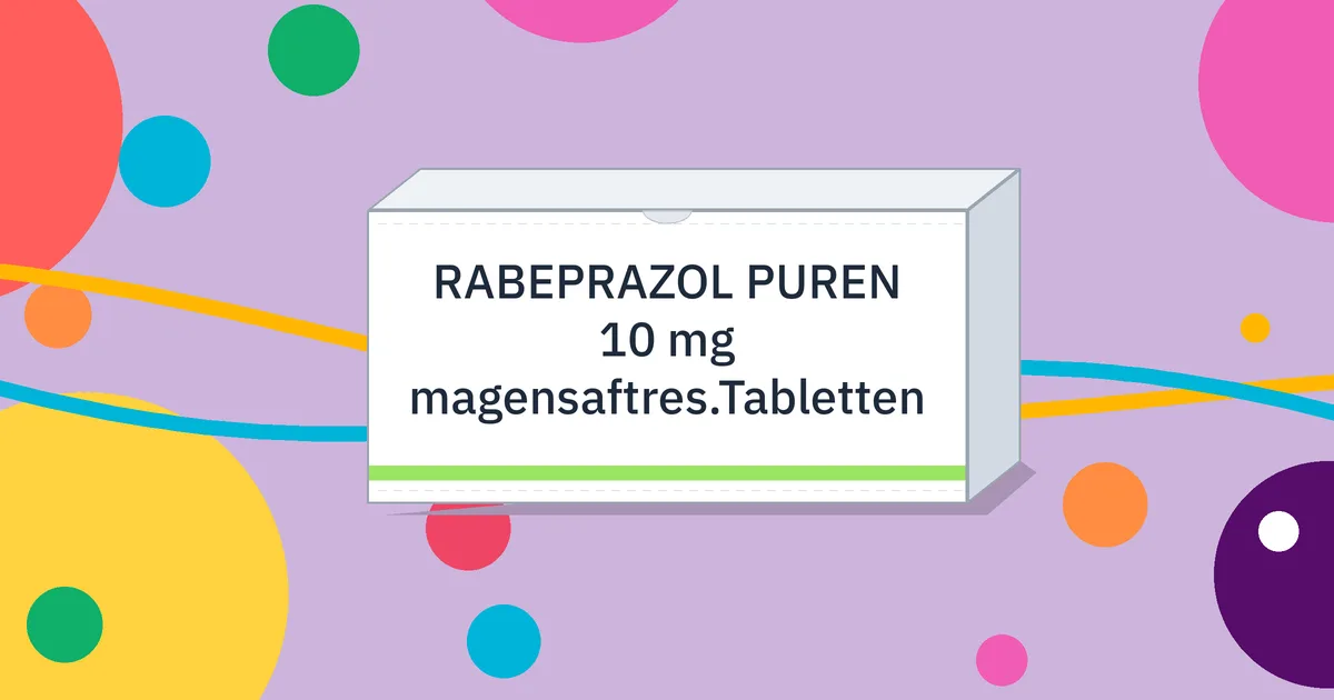 Symbolbild: Packung mit der Aufschrift RABEPRAZOL PUREN 10 mg magensaftres.Tabletten (PZN 11357805) – Verfügbarkeit und Bezug in Apotheken in Frankfurt am Main
