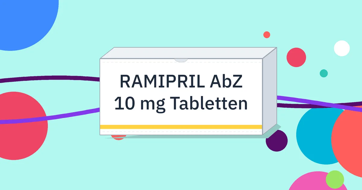 Symbolbild: Packung mit der Aufschrift RAMIPRIL AbZ 10 mg Tabletten (PZN 01755686) – Verfügbarkeit und Bezug in Apotheken in Frankfurt am Main