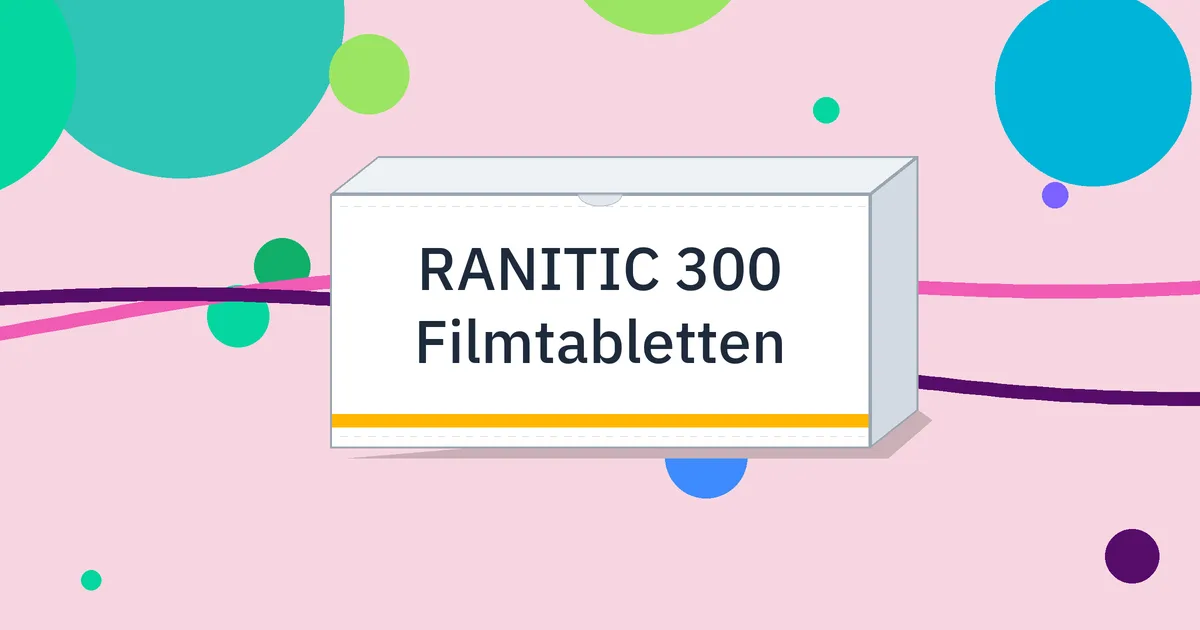 Symbolbild: Packung mit der Aufschrift RANITIC 300 Filmtabletten (PZN 07277555) – Verfügbarkeit und Bezug in Apotheken in Frankfurt am Main