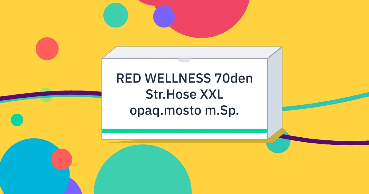 Symbolbild: Packung mit der Aufschrift RED WELLNESS 70den Str.Hose XXL opaq.mosto m.Sp. (PZN 16176764) – Verfügbarkeit und Bezug in Apotheken in Frankfurt am Main
