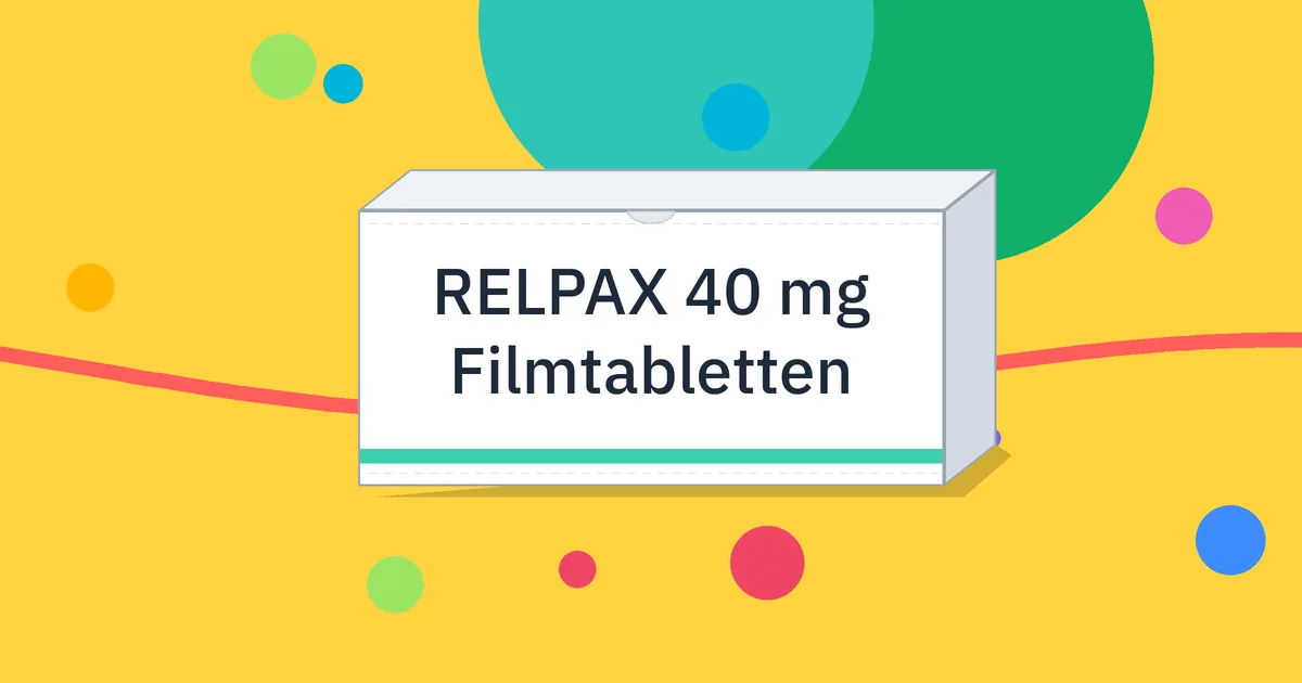 Symbolbild: Packung mit der Aufschrift RELPAX 40 mg Filmtabletten (PZN 20040332) – Verfügbarkeit und Bezug in Apotheken in Frankfurt am Main